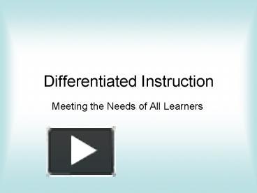 PPT – Differentiated Instruction PowerPoint presentation | free to view ...