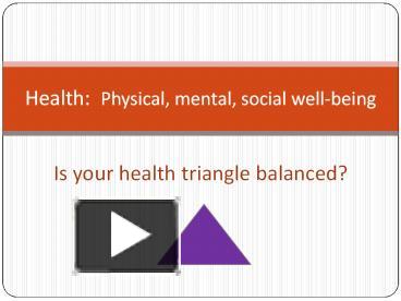 Is your health triangle balanced? presentation | free to view