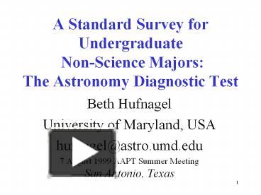 A Standard Survey for Undergraduate Non-Science Majors: The Astronomy ...