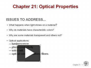 Chapter 21: Optical Properties presentation | free to view