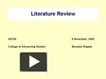 Literature Review presentation | free to view