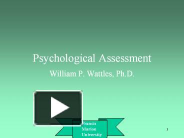 PPT – Psychological Assessment PowerPoint presentation | free to ...