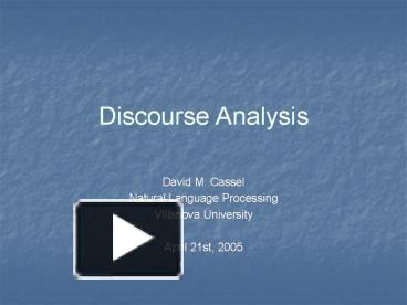 Discourse Analysis presentation | free to view
