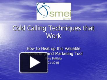 PPT – Cold Calling Techniques that Work PowerPoint presentation | free ...