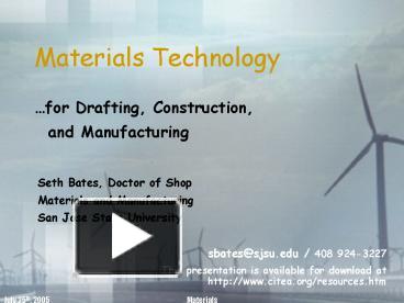 PPT – Materials Technology PowerPoint presentation | free to view - id ...