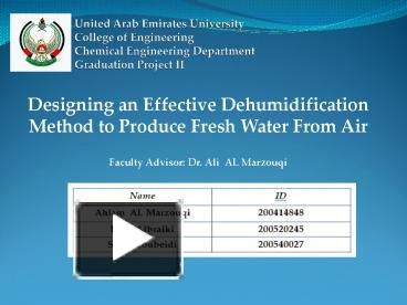 United Arab Emirates University College of Engineering Chemical ...