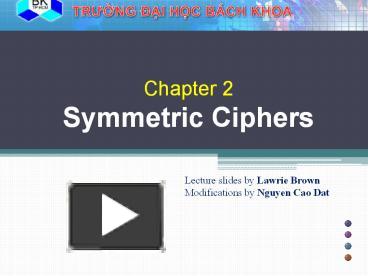 PPT – Chapter 2 Symmetric Ciphers Lecture slides by Lawrie Brow ...