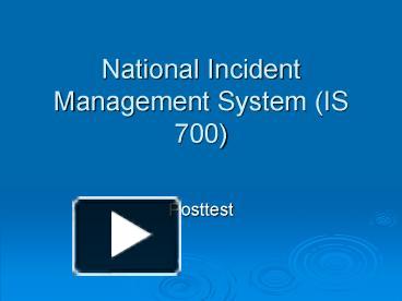 National Incident Management System (IS 700) presentation | free to ...
