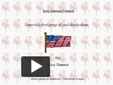 PPT – Early American Colonists PowerPoint presentation | free to view ...