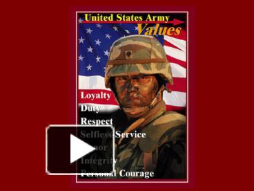 Army Values is not merely a phrase for how members of the Army should ...