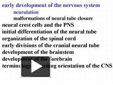 early development of the nervous system presentation | free to view