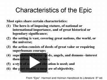 PPT – Characteristics of the Epic PowerPoint presentation | free to ...