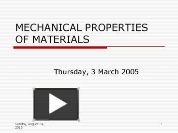 MECHANICAL PROPERTIES OF MATERIALS presentation | free to view