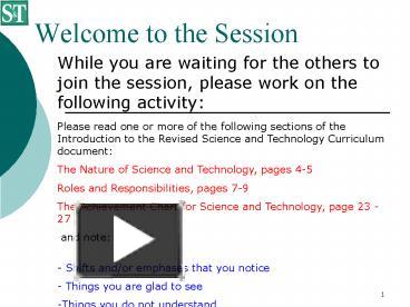 Welcome to the Session presentation | free to view