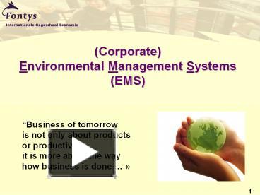 (Corporate) Environmental Management Systems (EMS) presentation | free ...