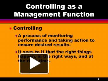 Controlling as a Management Function presentation | free to download