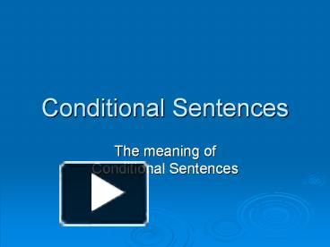 Conditional Sentences presentation | free to download