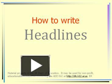 How to write Headlines presentation | free to download