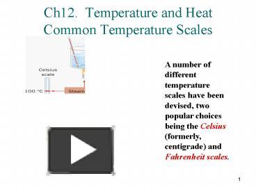 Ch12. Temperature and Heat Common Temperature Scales presentation ...