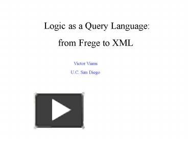 PPT – Logic as a Query Language: PowerPoint presentation | free to ...
