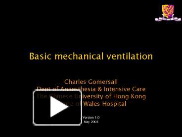Basic mechanical ventilation presentation | free to view