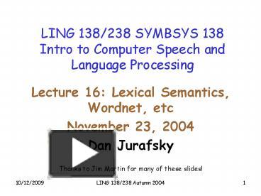 PPT – LING 138238 SYMBSYS 138 Intro to Computer Speech and Language ...