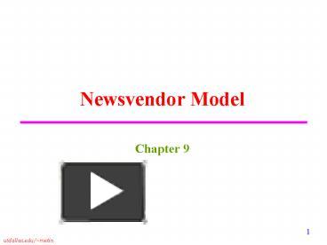 PPT – Newsvendor Model PowerPoint presentation | free to download - id ...