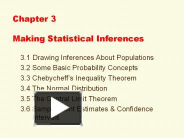 PPT – Chapter 3 Making Statistical Inferences PowerPoint presentation ...