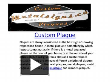 PPT – custom plaques PowerPoint presentation | free to download - id ...
