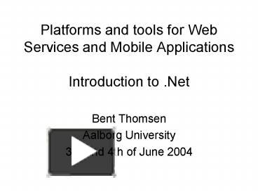 PPT – Platforms and tools for Web Services and Mobile Applications ...