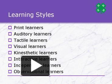 Learning Styles presentation | free to view