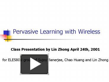 PPT – Pervasive Learning with Wireless PowerPoint presentation | free ...