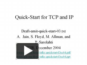 PPT – QuickStart for TCP and IP PowerPoint presentation | free to ...