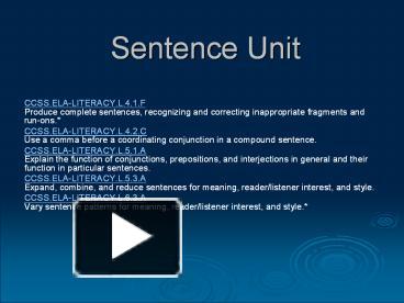 Sentence Unit presentation | free to download