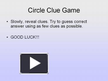 Circle Clue Game presentation | free to download
