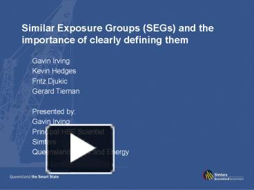 Similar Exposure Groups (SEGs) and the importance of clearly defining ...