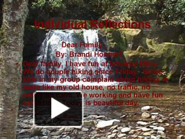 Individual Reflections presentation | free to view