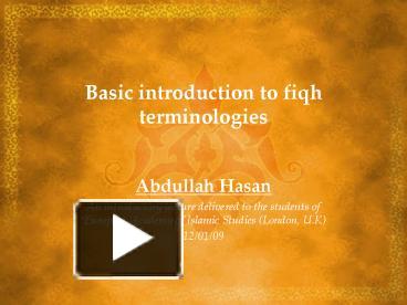 PPT – Basic introduction to fiqh terminologies ...