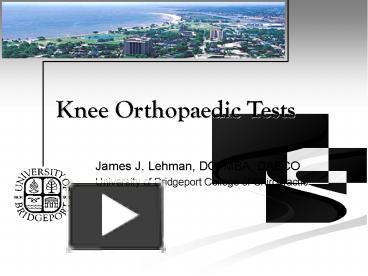Knee Orthopaedic Tests presentation | free to download