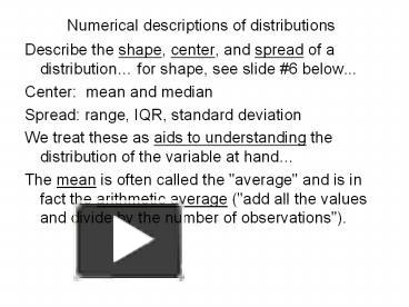 Numerical descriptions of distributions presentation | free to download