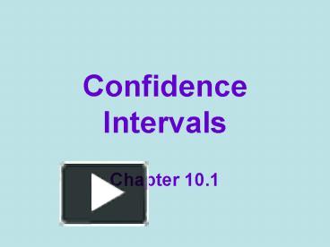 Confidence Intervals presentation | free to view