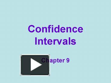 Confidence Intervals presentation | free to view