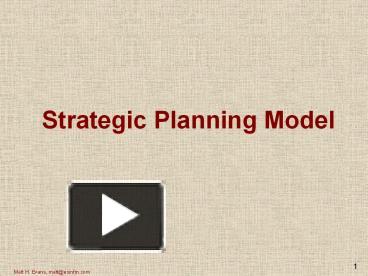 PPT – Strategic Planning Model PowerPoint presentation | free to ...