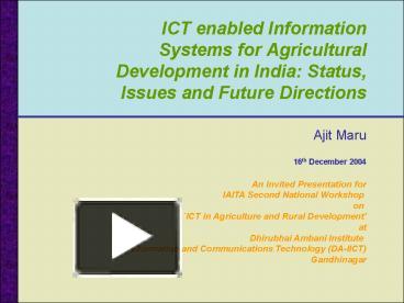 PPT – ICT enabled Information Systems for Agricultural Development in ...