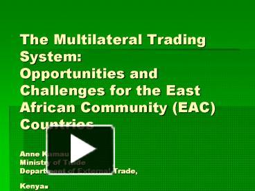 The Multilateral Trading System: Opportunities and Challenges for the ...