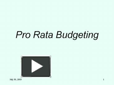 Pro Rata Budgeting presentation | free to view