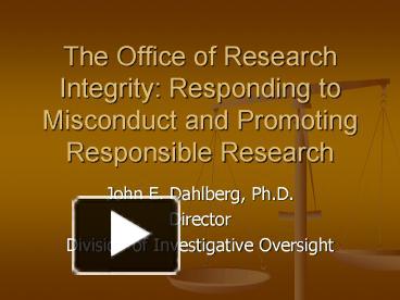PPT – The Office of Research Integrity: Responding to Misconduct and ...