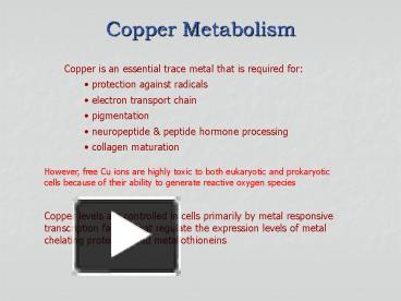 Copper Metabolism presentation | free to view