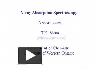 X-ray Absorption Spectroscopy presentation | free to download