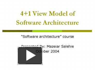 4 1 View Model of Software Architecture presentation | free to view